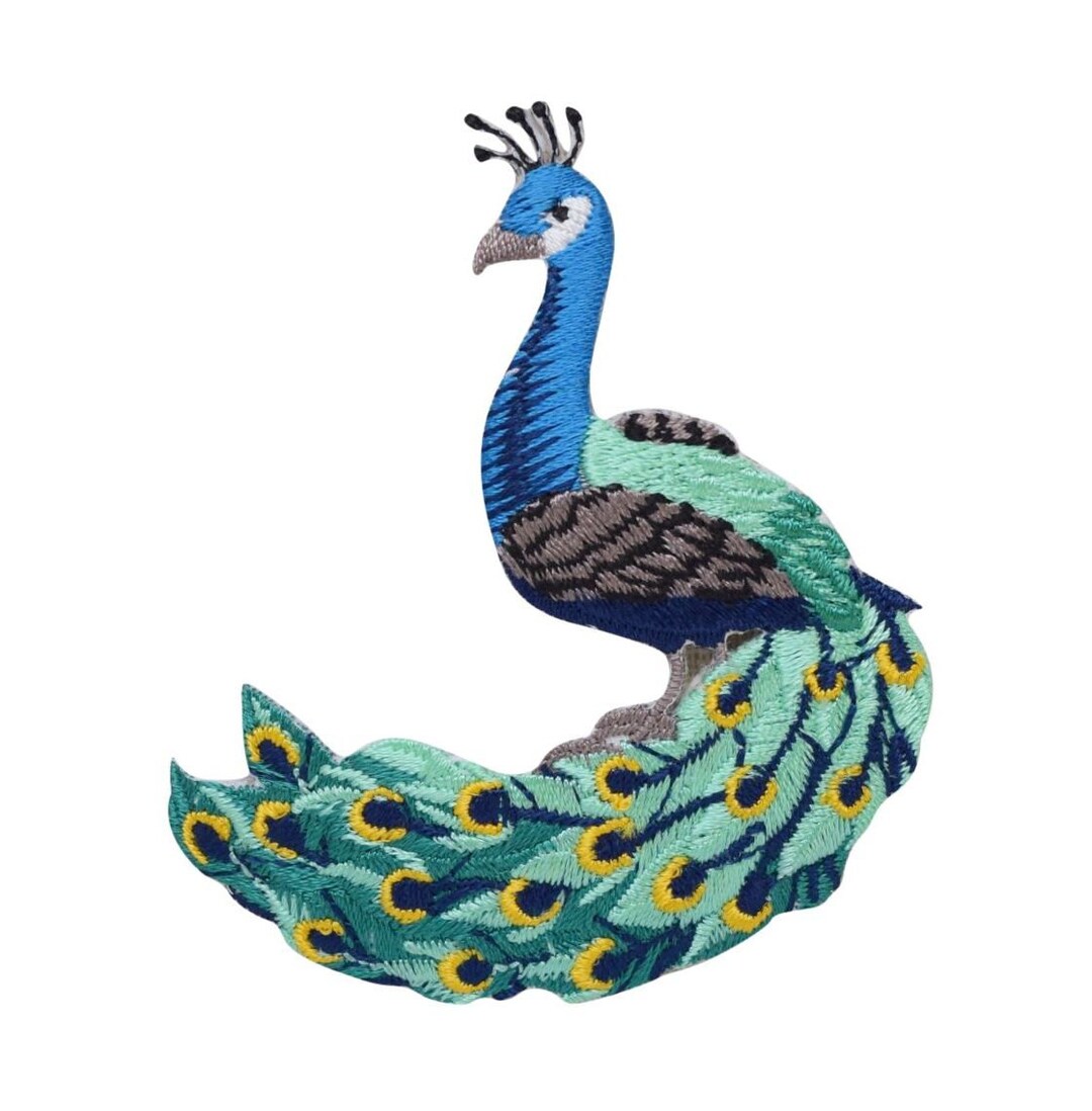 Peacock - Facing Left - Bird - Iron on Applique - Embroidered Patch ...