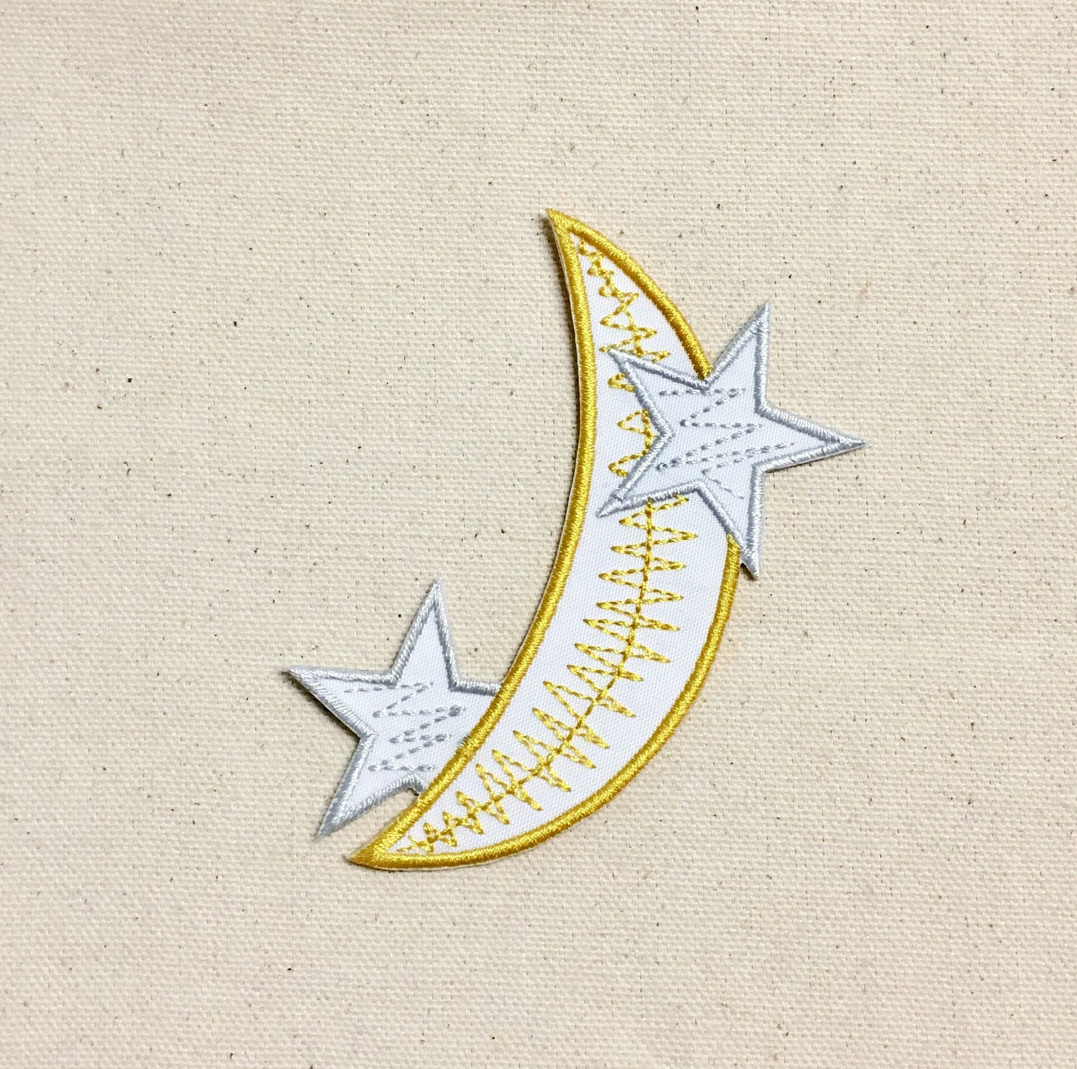 Large Crescent Moon Two Stars Gold and Silver Celestial | Etsy