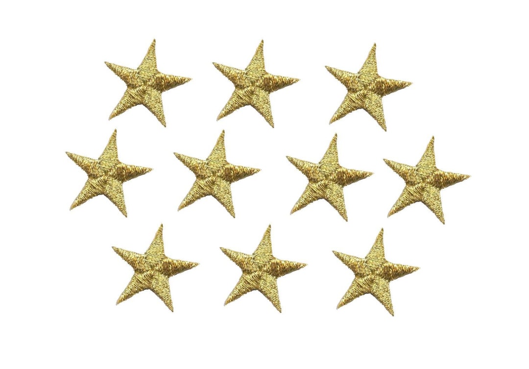 Metallic Gold Stars - 1-1/4" - Pack of 10 Pieces - Iron on Applique ...