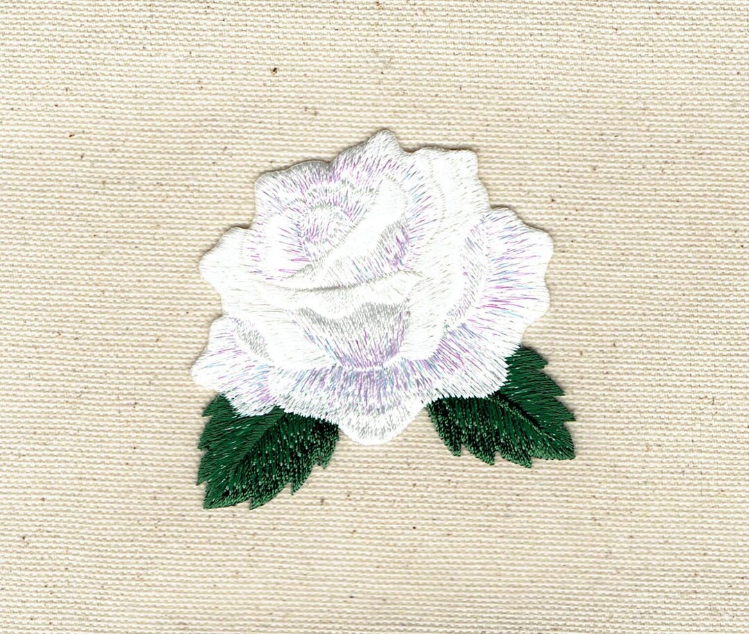 White Rose - Open Petals - Flower - Iron on Applique - Embroidered ...