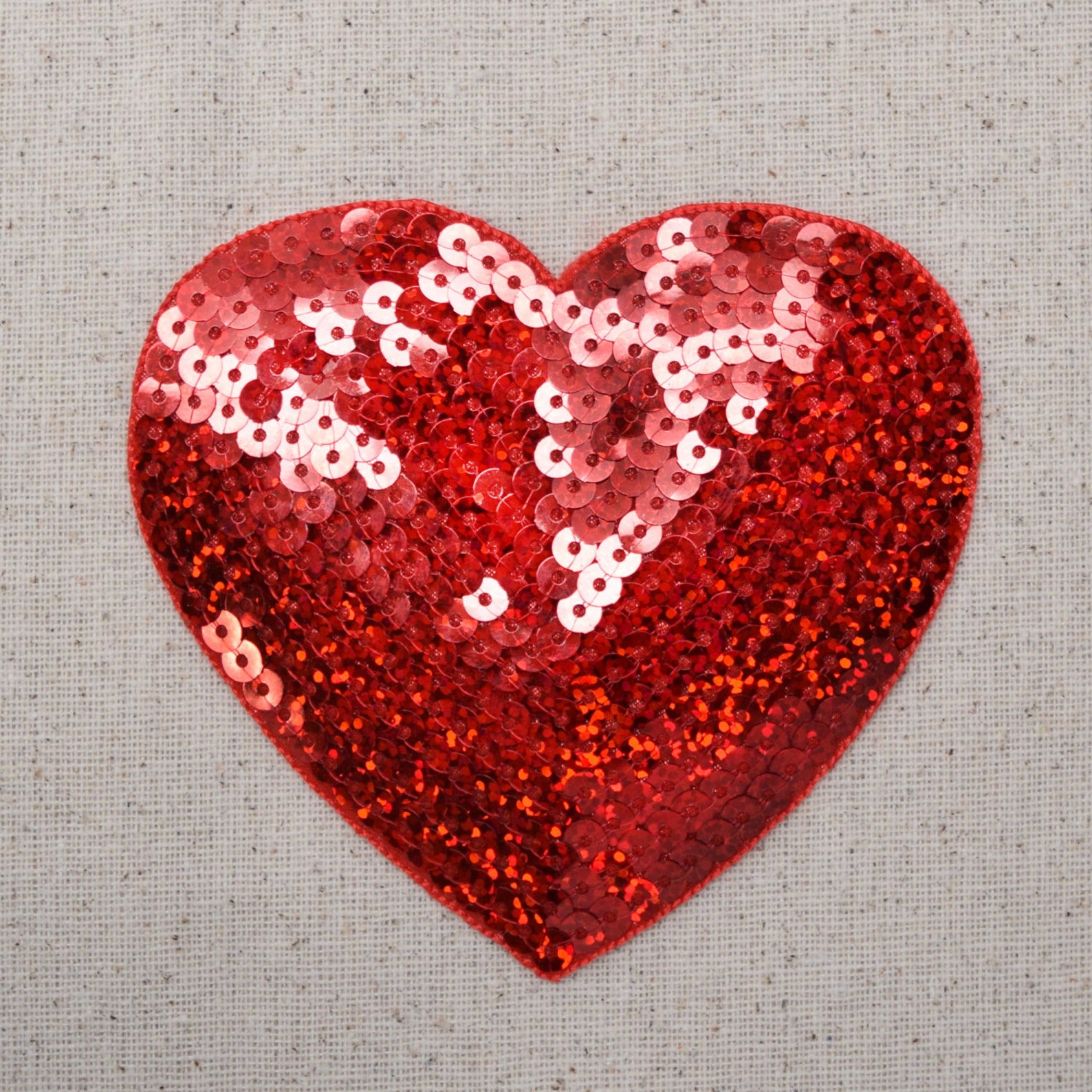 4" Red - Sequin Heart - Valentine - XL - Iron on Applique - Embroidered ...