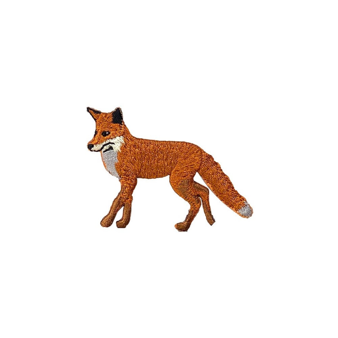 Natural - Red Fox - Walking Left - Full Body - Embroidered Patch - Iron ...