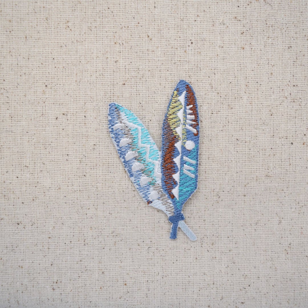 Two Feathers - Southwest Tribal Design - Iron on Applique - Embroidered ...