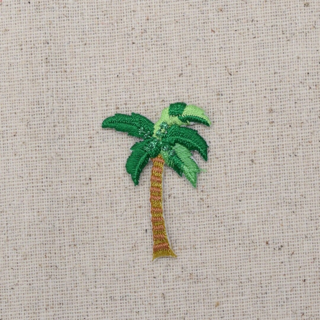 Small - Tropical Palm Tree - Shimmery - Iron on Applique - Embroidered ...