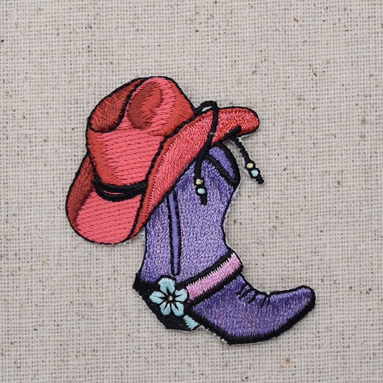 Western - Cowboy Boot and Hat - Iron on Applique - Embroidered Patch ...