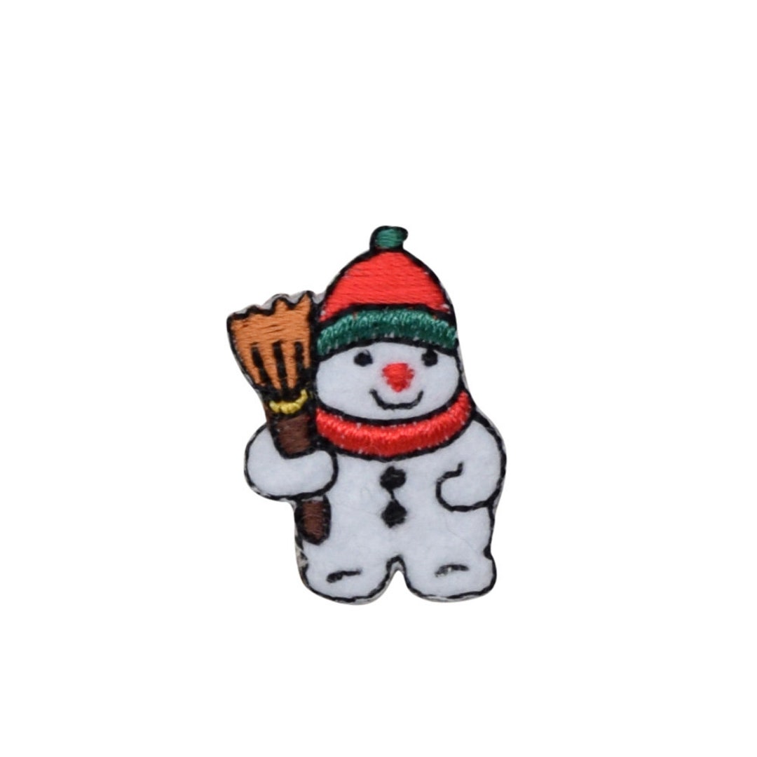 Small - Mini Snowman With Broom - Winter - Iron on Applique ...