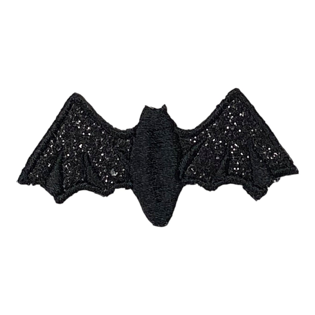 Black Glitter Bat, Halloween, Embroidered, Iron on Patch - Etsy