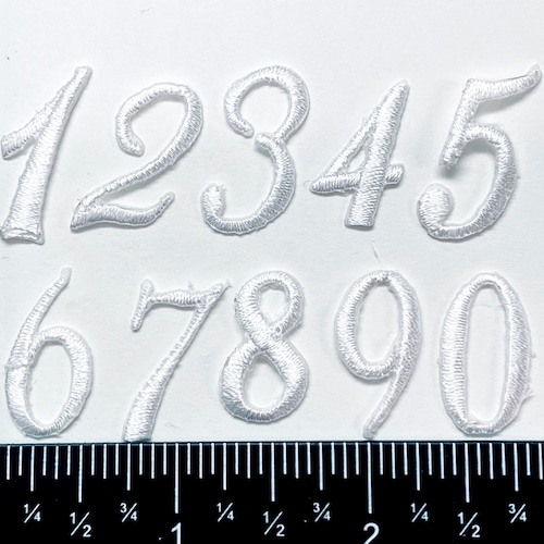 1 Script Numbers White Embroidered Iron on Patch - Etsy