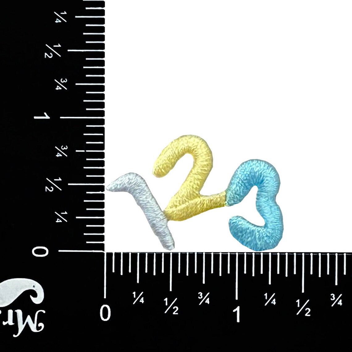 Numbers 123 - Baby - Pastel Blue and Yellow - Small Mini - Embroidered ...