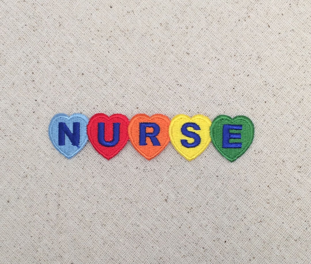 Nurse - Medical - Colorful Hearts - Iron on Applique Patch ...