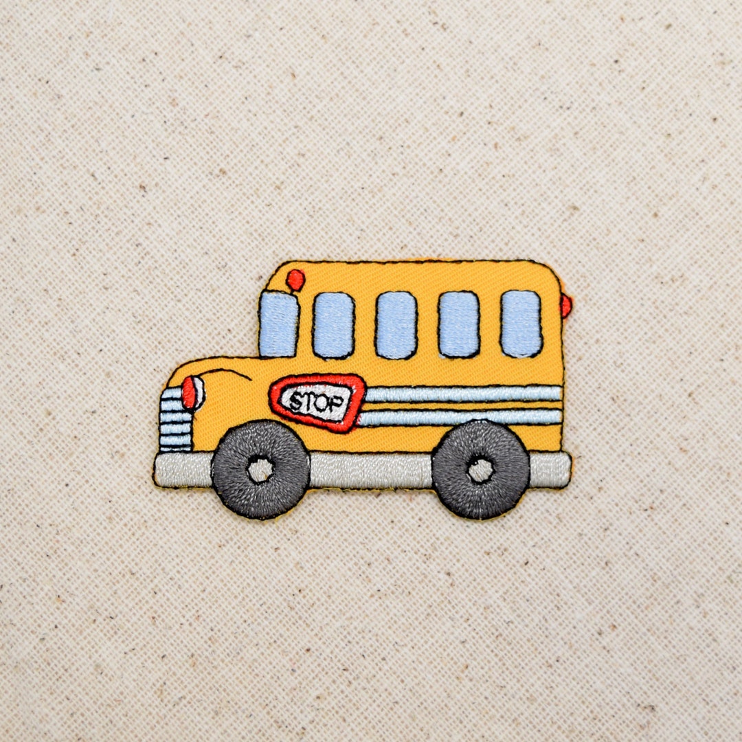 Childrens - Yellow School Bus - Embroidered Patch - Iron on Applique ...