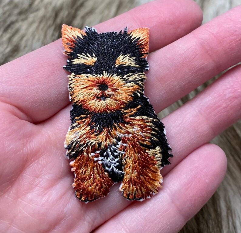 Teacup Yorkie Puppy Dog Embroidered Iron on Patch - Etsy