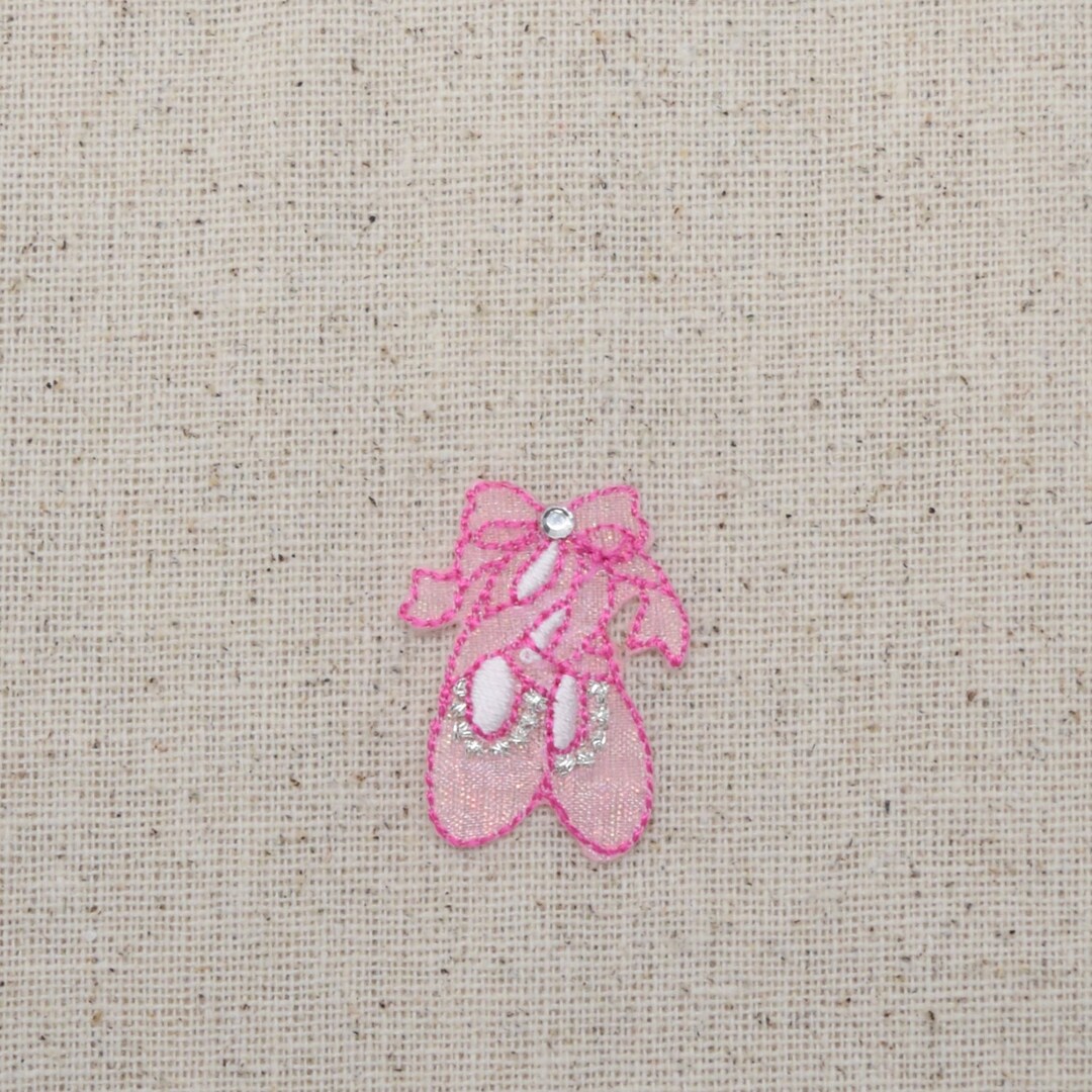 Ballet Slippers - Pink Shoes - Iron on Applique - Embroidered Patch ...
