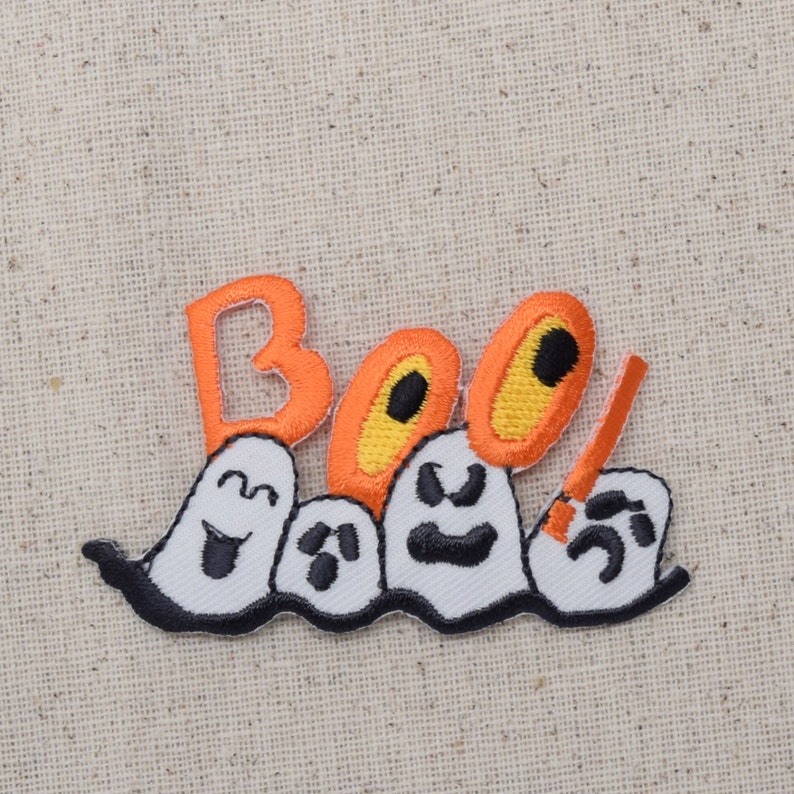 Halloween - Ghosts With Orange BOO - Embroidered Patch - Iron on ...