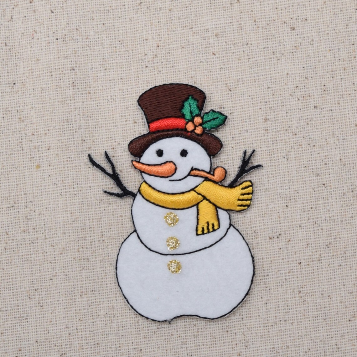 Winter Snowman With Pipe Iron on Applique Embroidered | Etsy