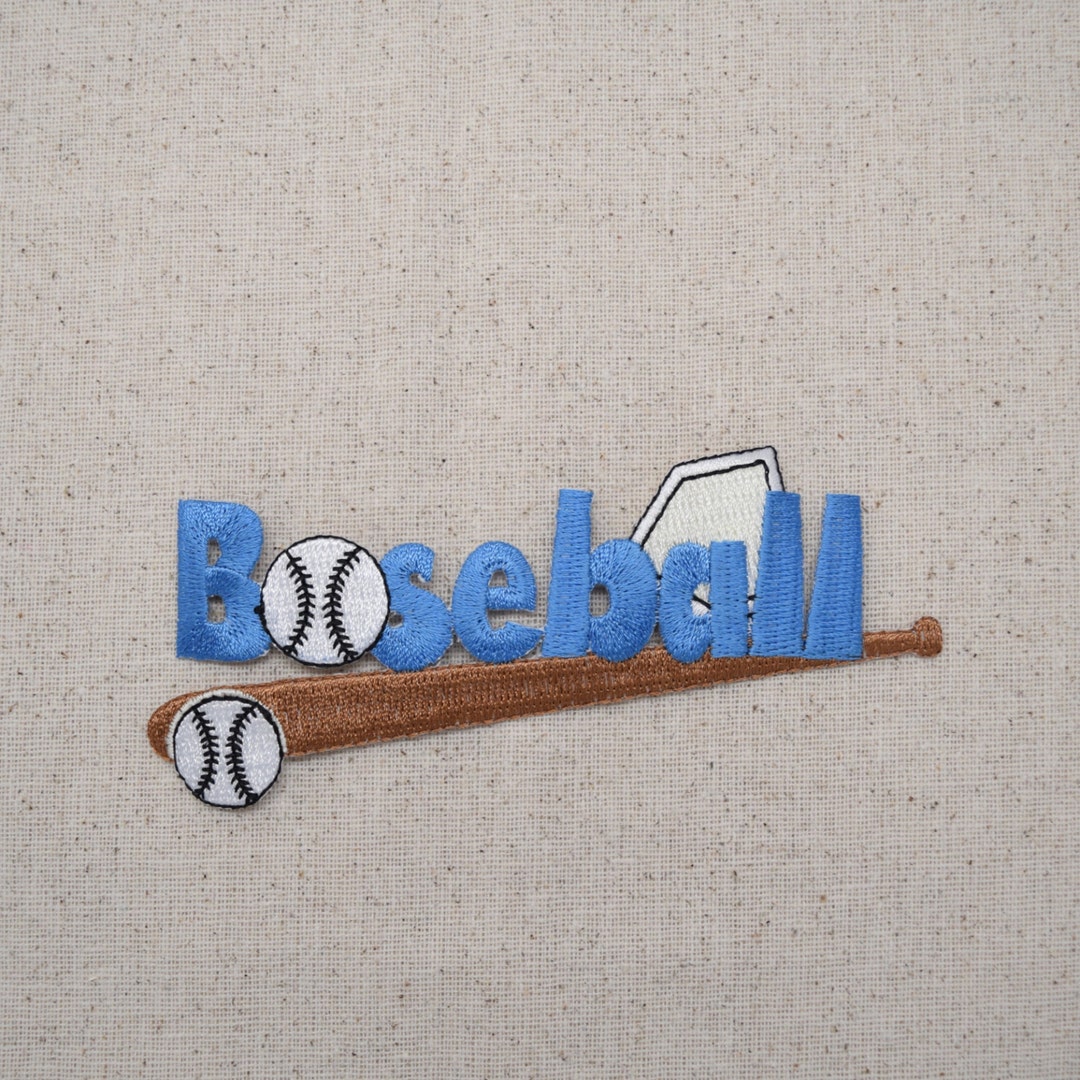 Baseball Word - With Bat, Ball, Base - Iron on Applique - Embroidered ...