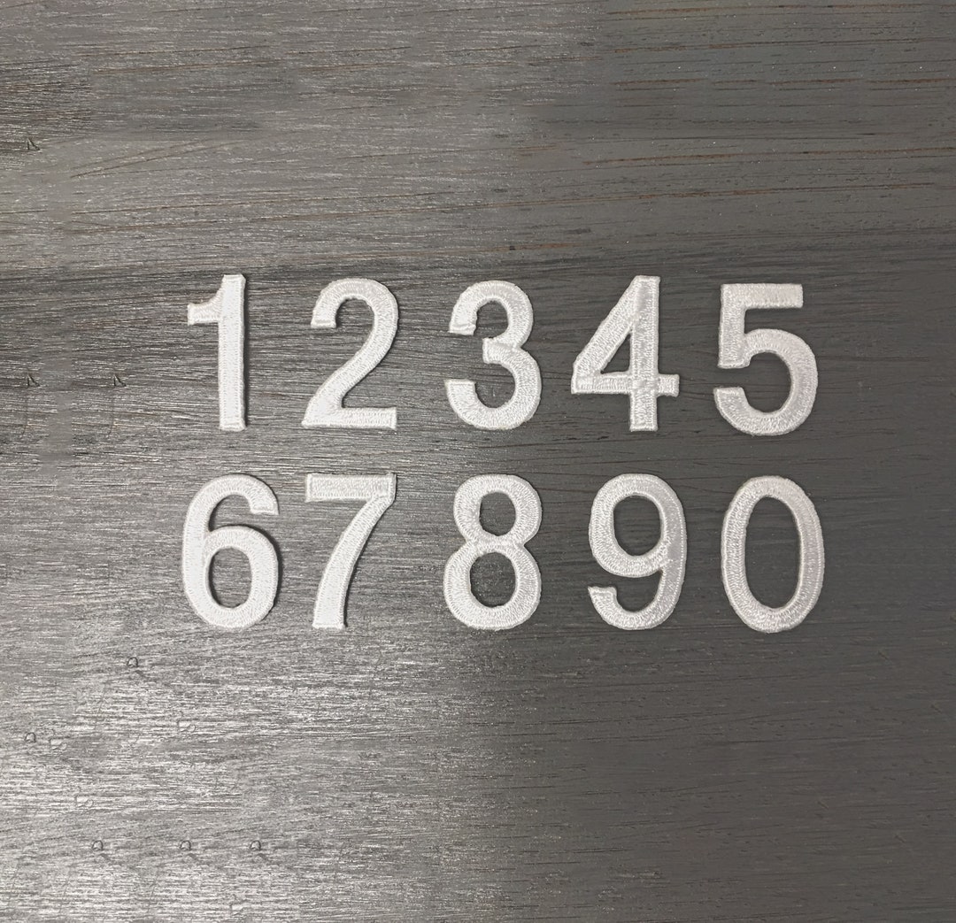 1" - White Block Numbers - Iron on Applique/embroidered Patch - Etsy