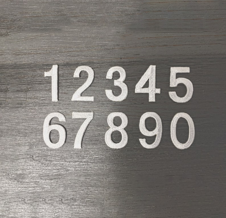 1" - White Block Numbers - Iron on Applique/embroidered Patch - Etsy