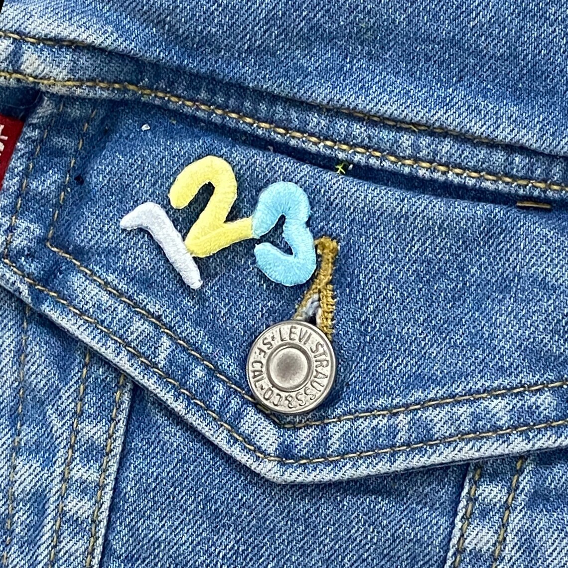 Numbers 123 - Baby - Pastel Blue and Yellow - Small Mini - Embroidered ...