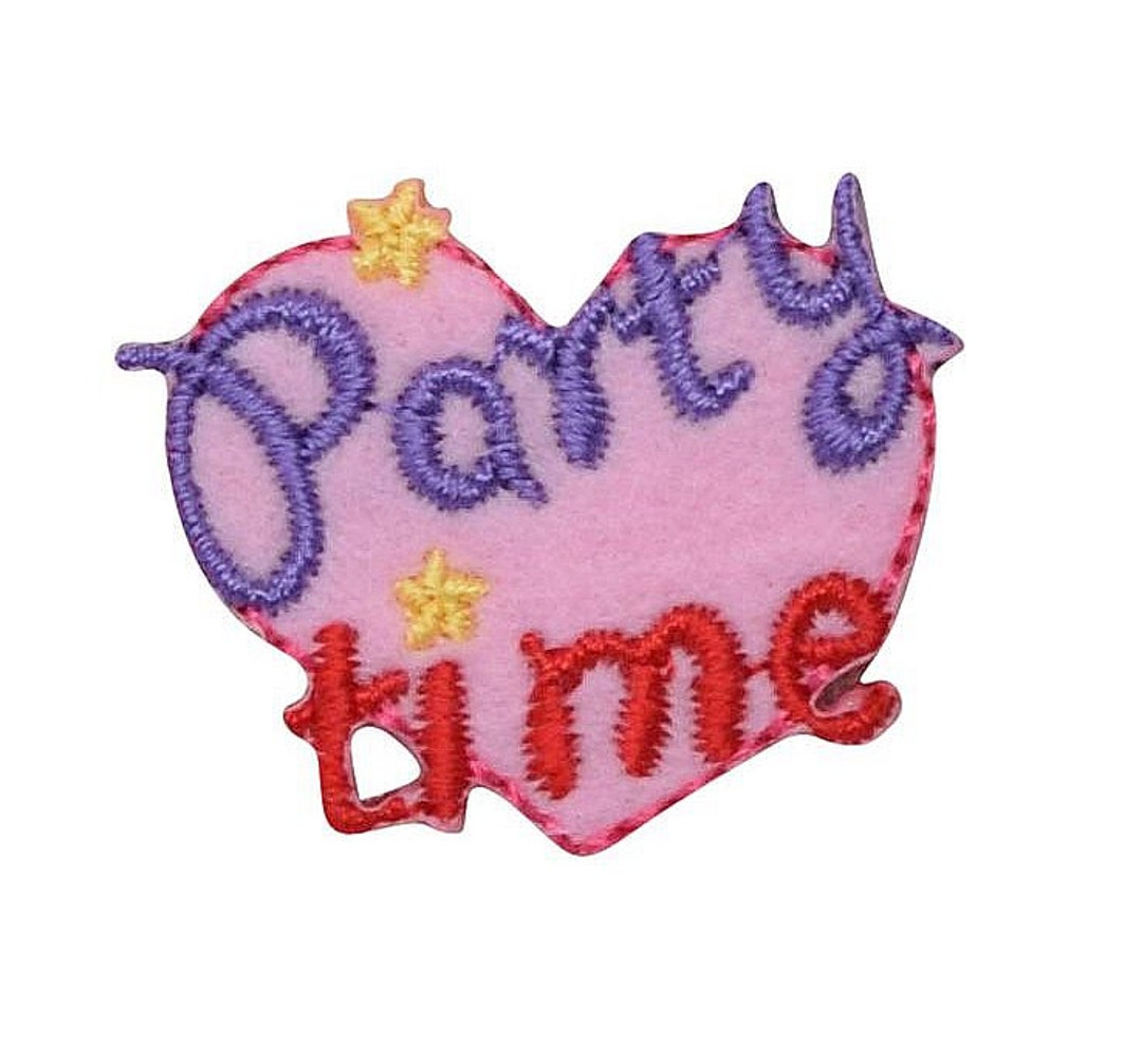 CLEARANCE Party Time Pink Heart Iron on Applique - Etsy