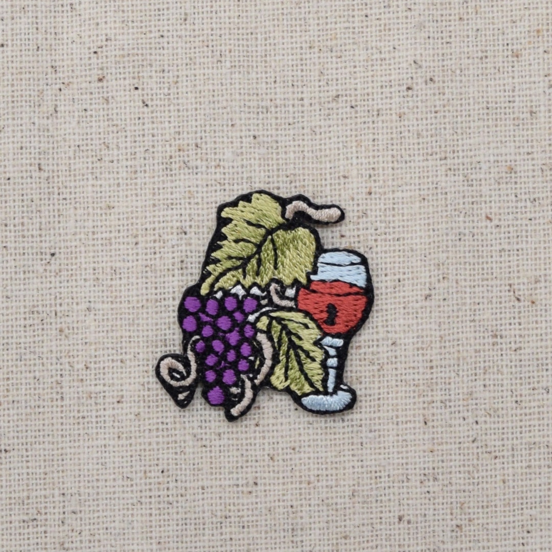Wine Glass - Grape Bunch on Vine - Small - Fruit - Embroidered Patch ...