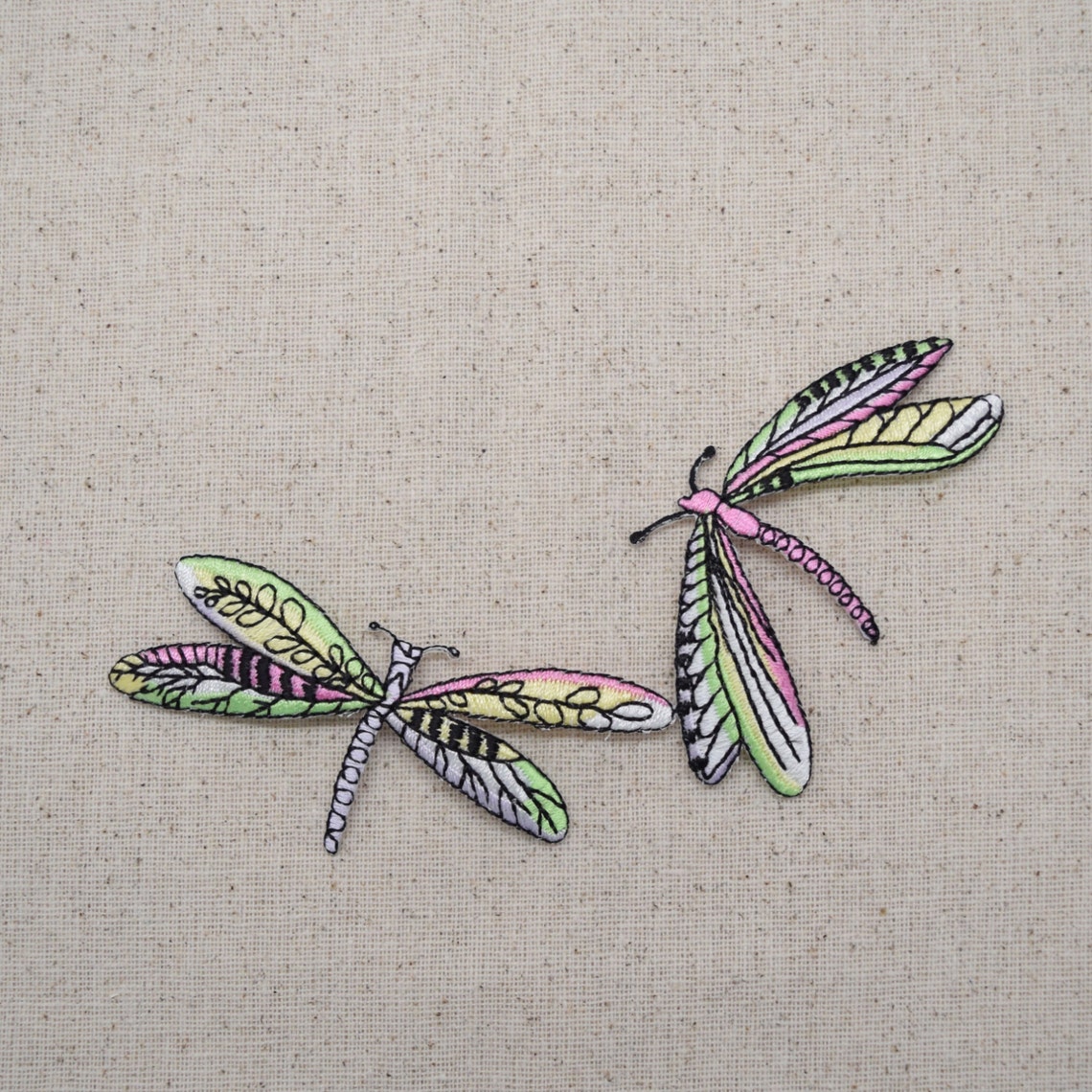 Two Dragonflies Dragonfly Lime Green and Pink Iron on | Etsy