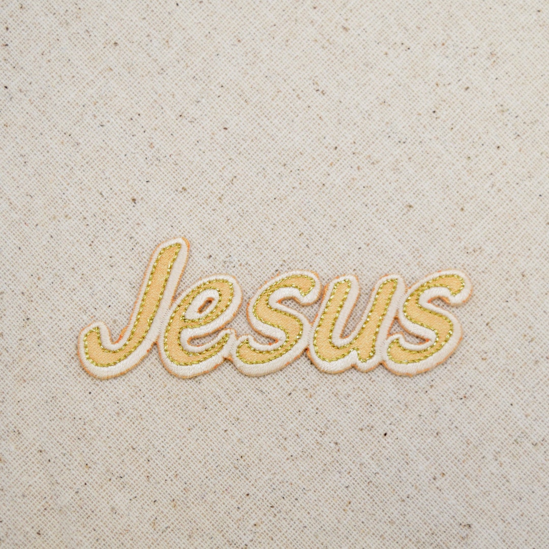 Jesus - WORD - Gold or Pink - Embroidered Patch - Iron on Applique ...