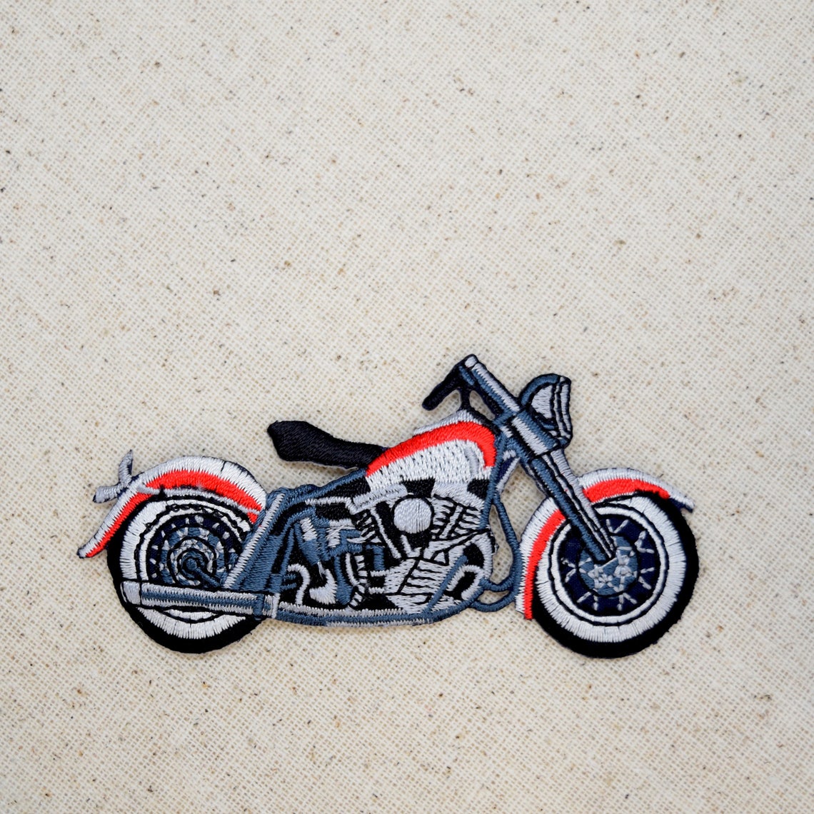 Black/red/gray Motorcycle Iron on Applique Embroidered - Etsy