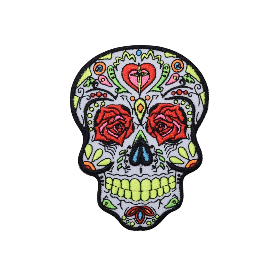 Day of the Dead - Sugar Skull - Dia De Los Muertos - Embroidered Iron ...