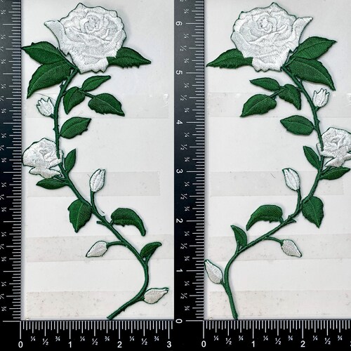 Rose White Gardening Flower Rose Embroidered Iron on - Etsy