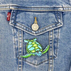Sea Turtle - Facing Left or Right - Blue and Green - Iron on Applique ...