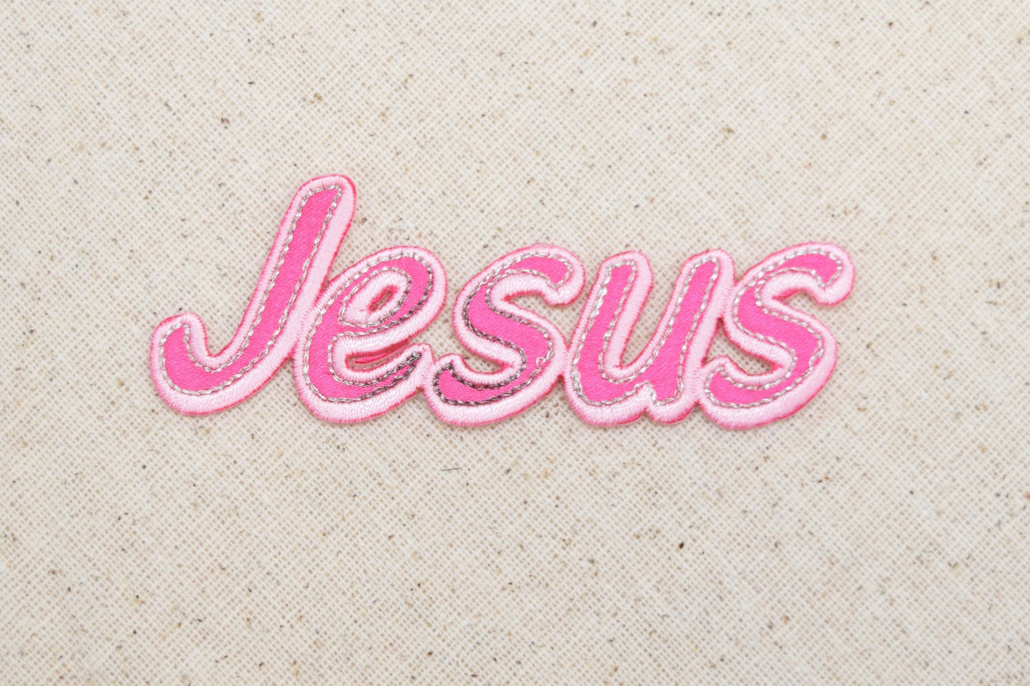 Jesus - WORD - Gold or Pink - Embroidered Patch - Iron on Applique ...