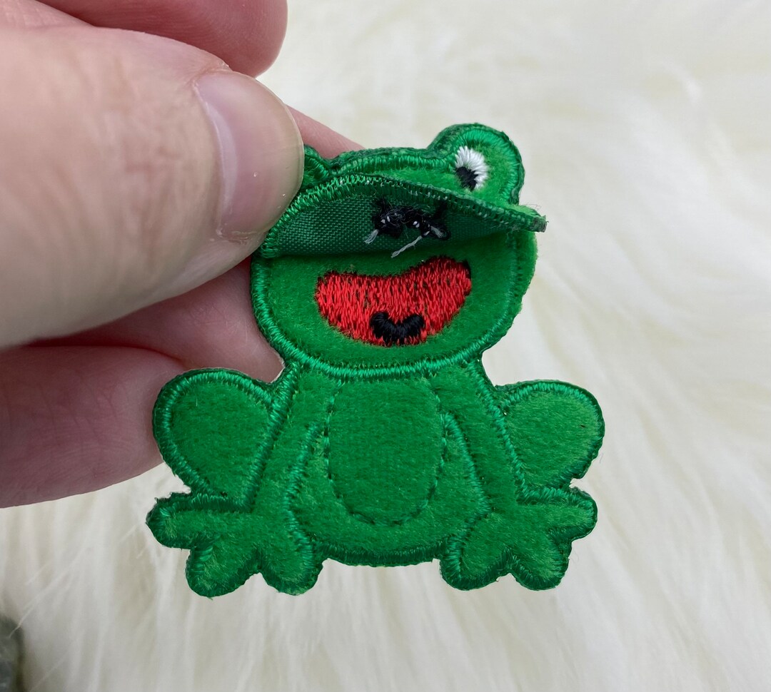 Childrens - Fuzzy Green Frog - Mouth Opens - Iron on Applique ...
