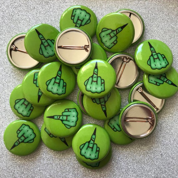 Zombie Middle Finger Button Pin 1 | Etsy