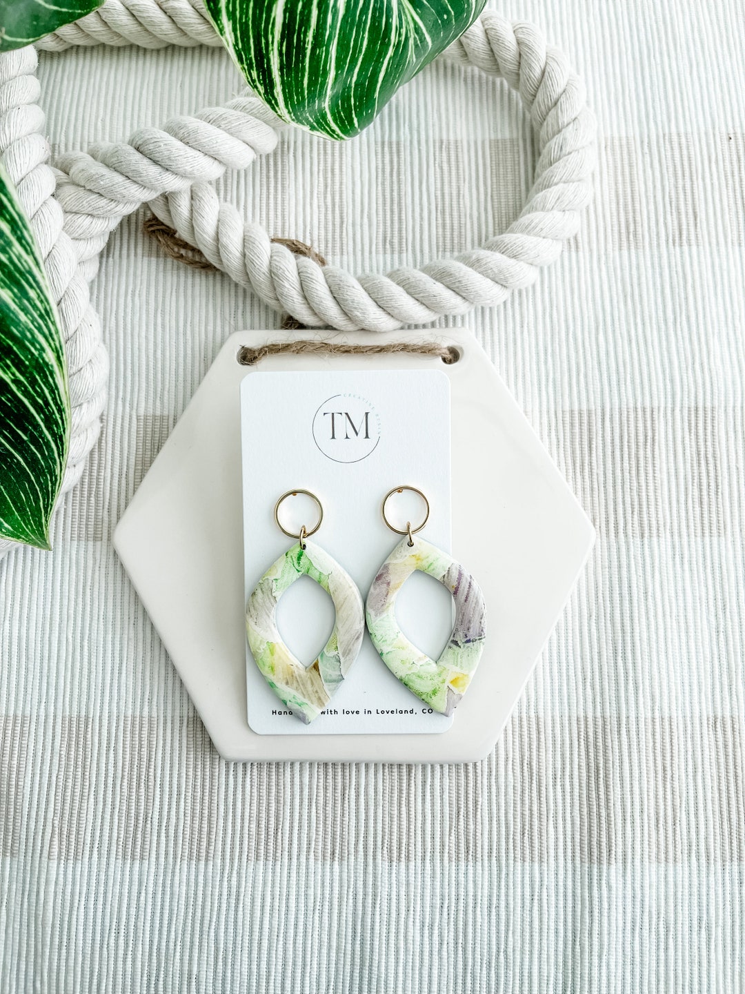 Lightweight Statement Earrings Hypoallergenic Earring Posts and Wires Vibrant Watercolor Effect ...