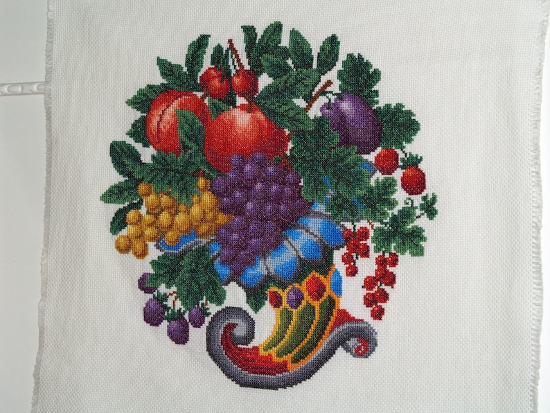 Vintage Pattern, Victorian Cornucopia Fruit Flowers,cross Stitch ...