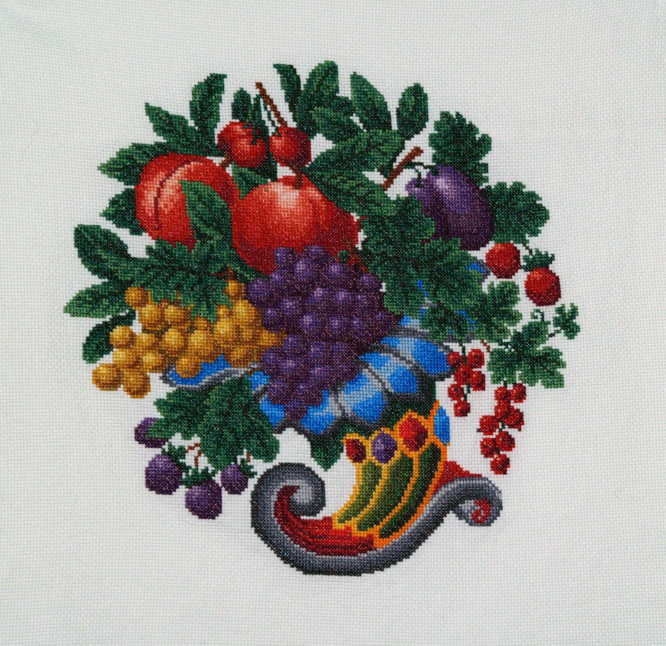 Vintage Pattern, Victorian Cornucopia Fruit Flowers,cross Stitch ...