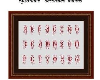 Byzantine Minuscule Letters Orthodox Church Greek Calligraphy Cross ...