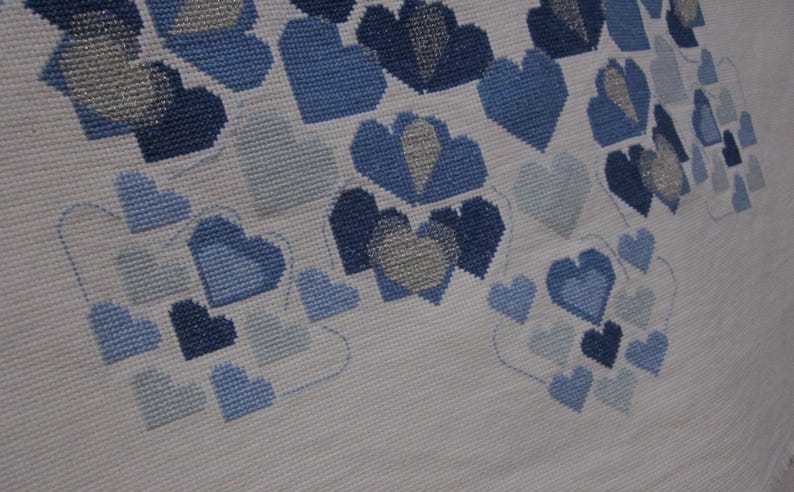 Mandala Blue Hearts Cross Stitch Design by Julietrose Instant Download ...