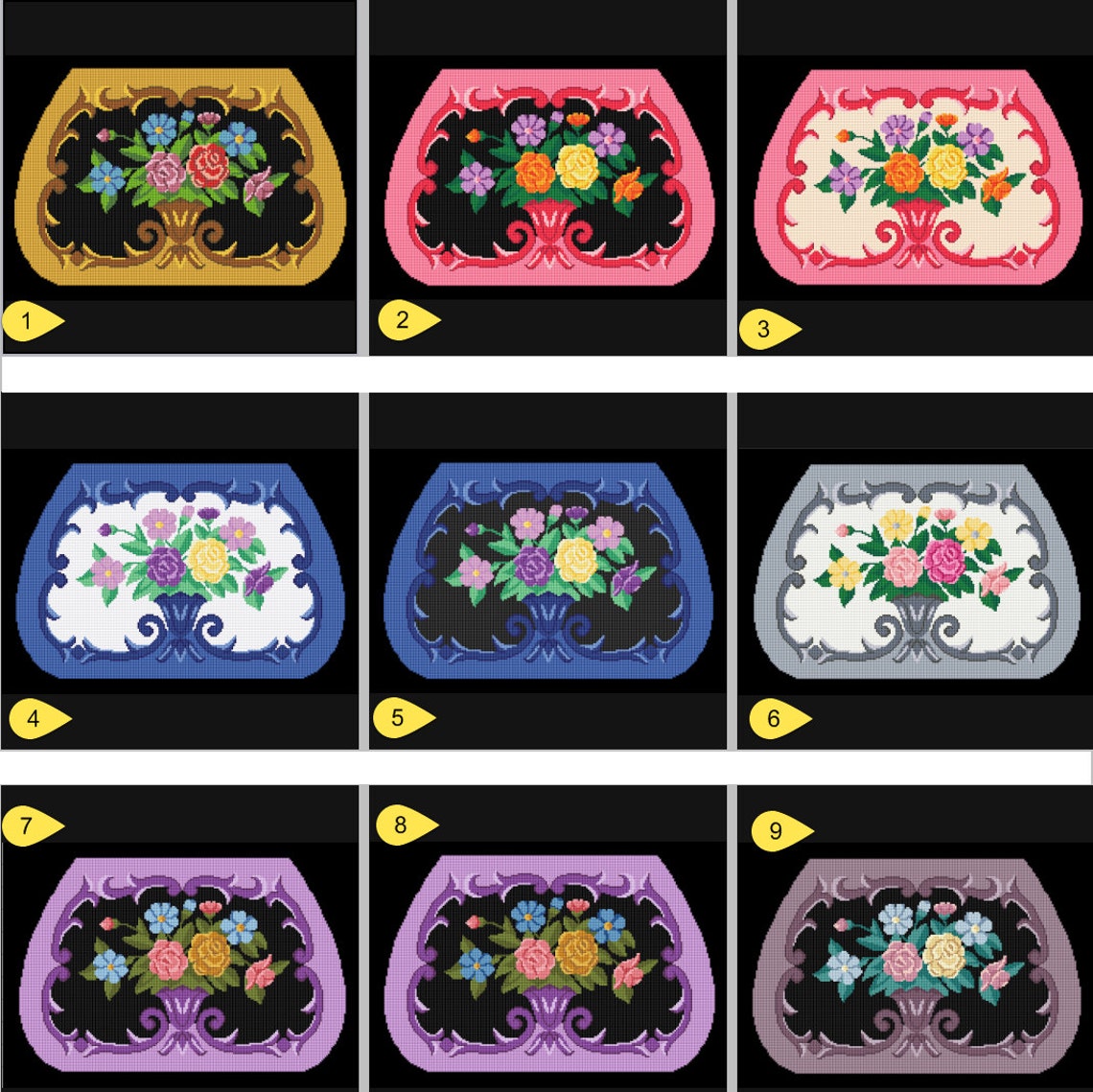 Vintage Needlepoint Embroidery Bag Purse Pattern Chart Instant Download ...