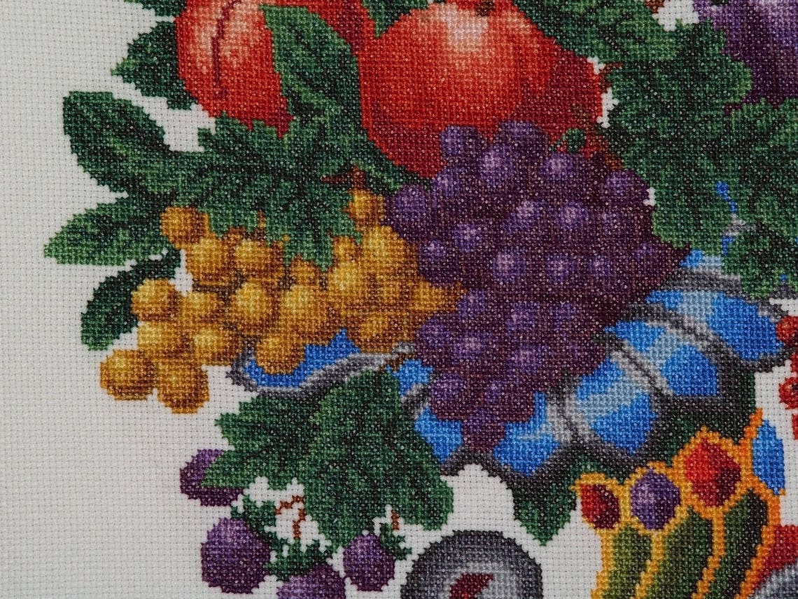 Vintage Pattern, Victorian Cornucopia Fruit Flowers,cross Stitch ...