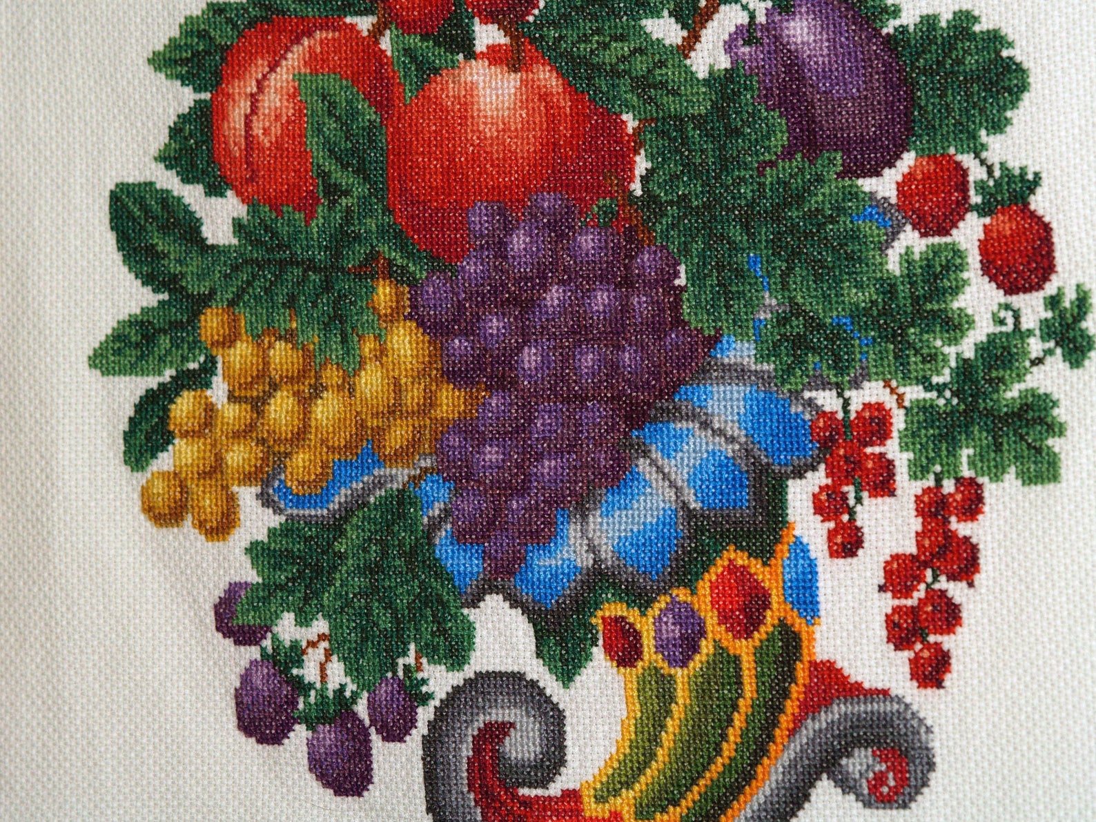 Vintage Pattern, Victorian Cornucopia Fruit Flowers,cross Stitch ...