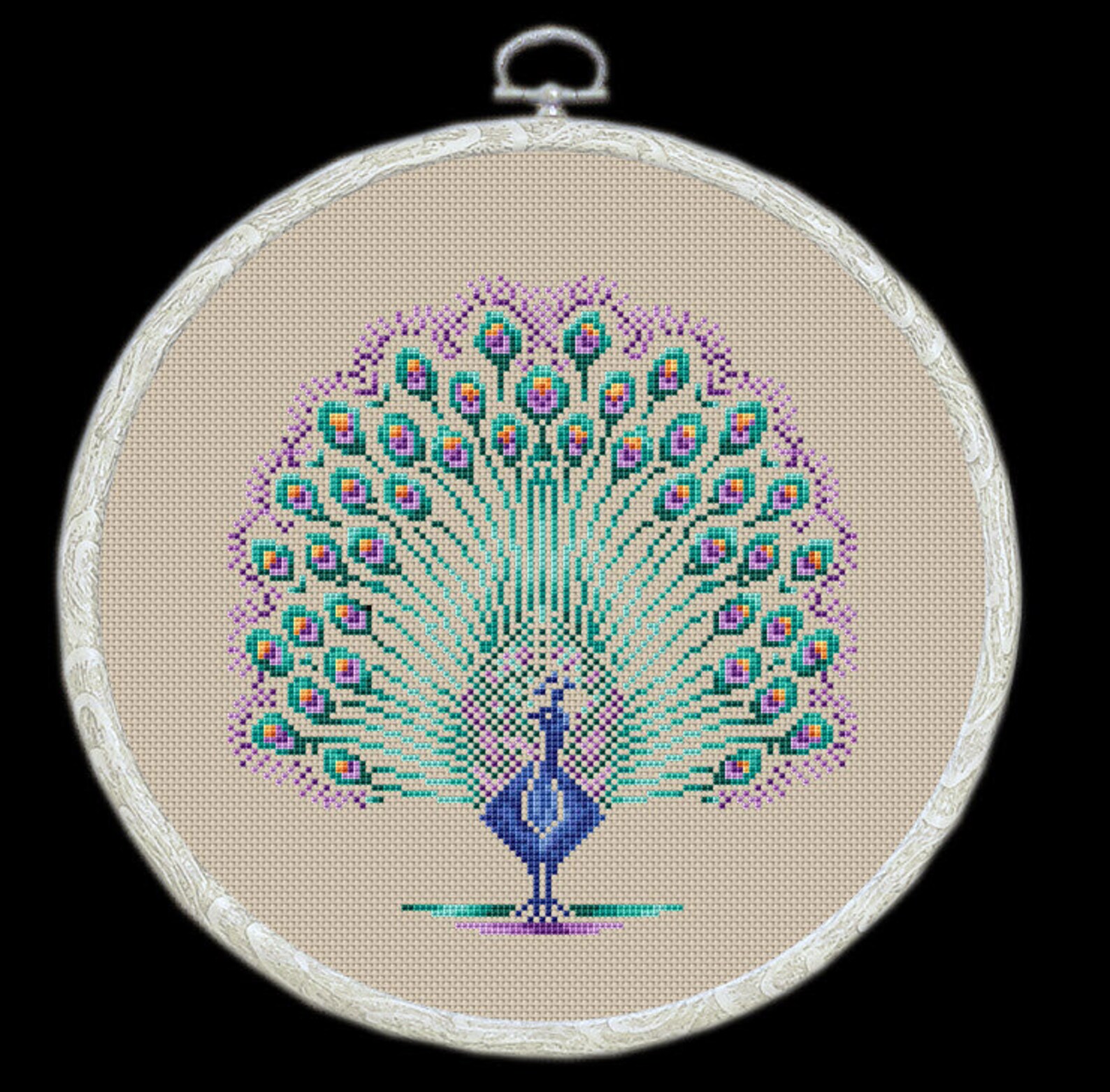 Original Beautiful Royal Peacock With Colorful Tail Fully Open Cross ...