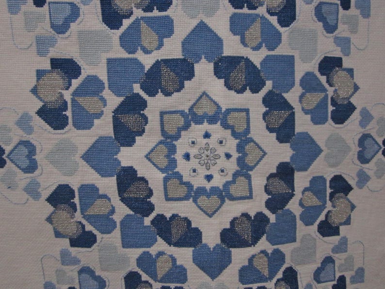 Mandala Blue Hearts Cross Stitch Design by Julietrose Instant Download ...