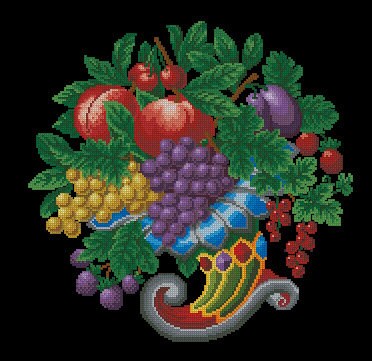 Vintage Pattern, Victorian Cornucopia Fruit Flowers,cross Stitch ...