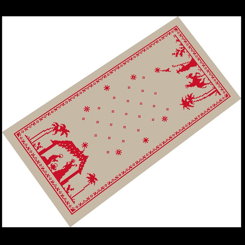 Birth of Jesus Christmas Nativity Scene Table Runner Cross Stitch ...