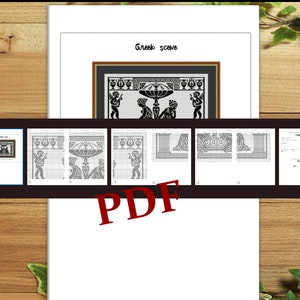 Greek Scene Cross Stitch Pattern, Filet Crochet Pattern Antique Style ...