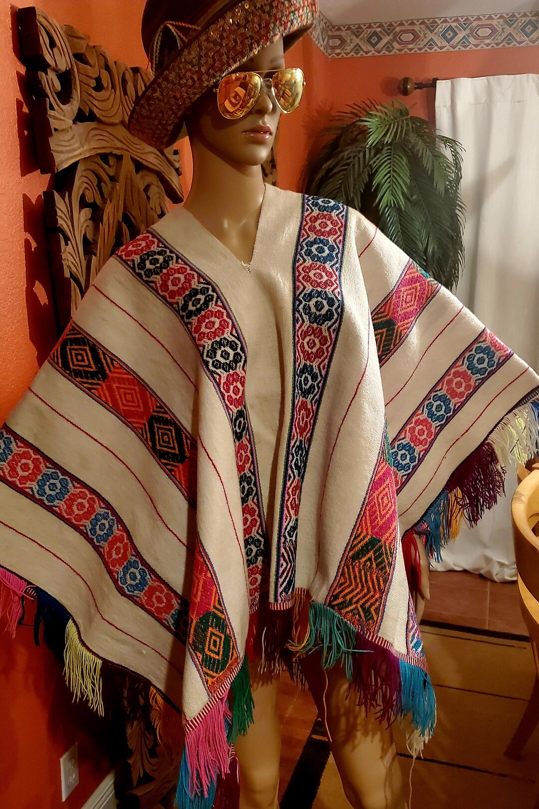 Poncho Antique Curated Uros, From the Andes to Your Home - Etsy