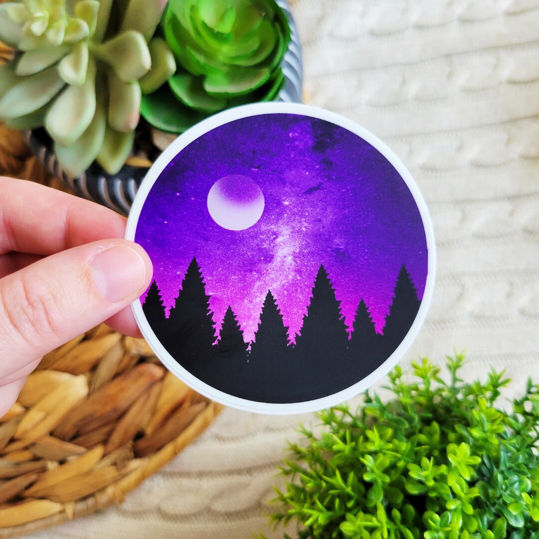 Forest Sky Sticker, Galaxy Sticker, Moon Sticker, Laptop Stickers ...