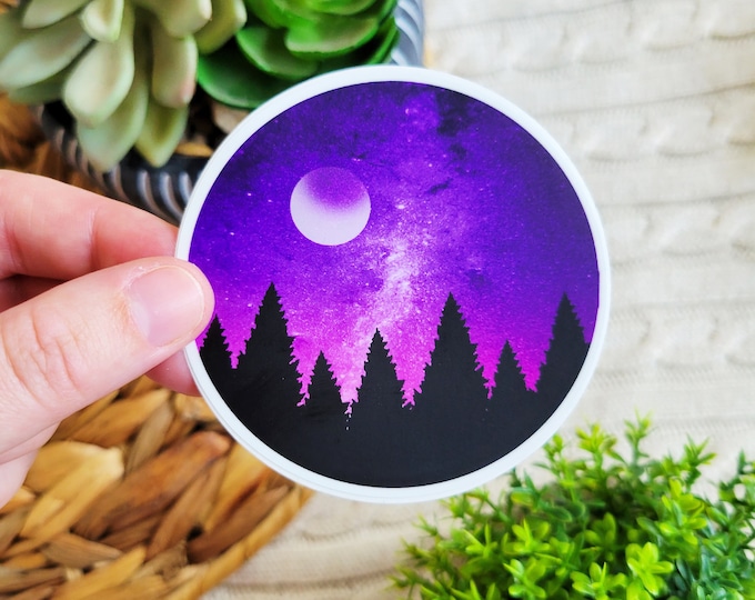 Starry Night Sticker, Night Sky Vinyl Round Sticker, Matte Sticker ...